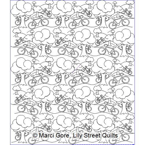Lily Street Digitized Longarm Quilting Patterns - Bicycles and Trees E2E