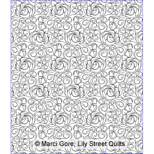 Lily Street Digitized Longarm Quilting Patterns - Ribbons and Roses E2E